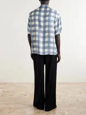 JIL SANDER Camp-collar Checked Poplin Shirt - Blue