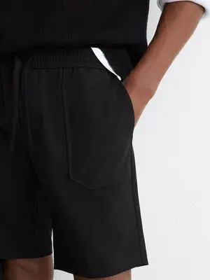 REISS Ascend Technical Drawstring Shorts - Black