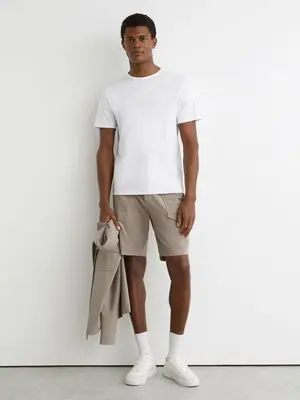REISS Short Ascend Technical Drawstring Short - Taupe Brown