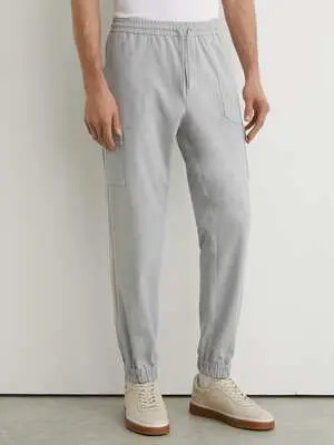 REISS Slim-leg Drawstring Cargo Trousers - Soft Grey