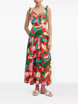 MORGAN Knot Floral Print Maxi Dress - Red