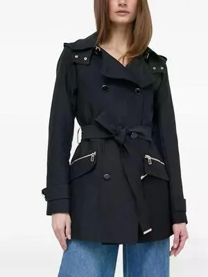 MORGAN Hooded Belted Coat - Black