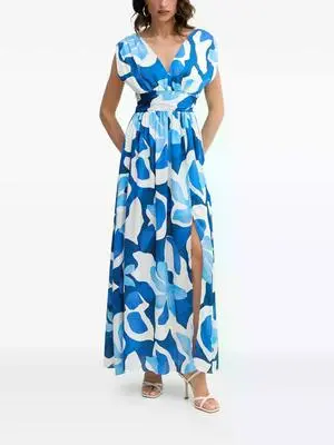 MORGAN V-neck Floral-print Maxi Dress - Blue