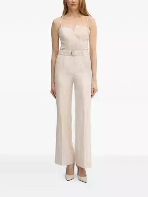 MORGAN Striped Belted Jumpsuit - Neutrals