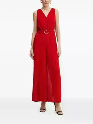 MORGAN Pleated Belted Jumpsuit - Red