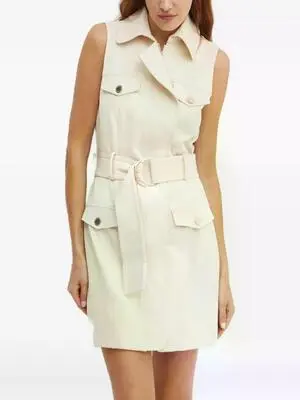 MORGAN Belted Buttoned Mini Dress - Neutrals