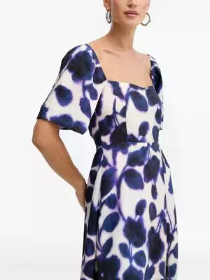 MORGAN Floral Square-neck Midi Dress - White
