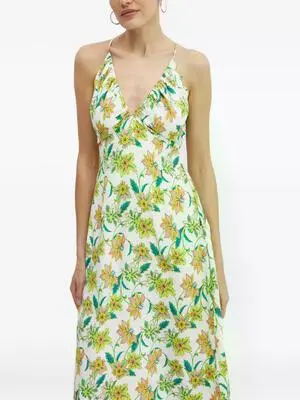 MORGAN Floral V-neck Midi Dress - White
