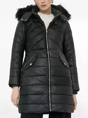 MORGAN Fur Trim Coat - Black