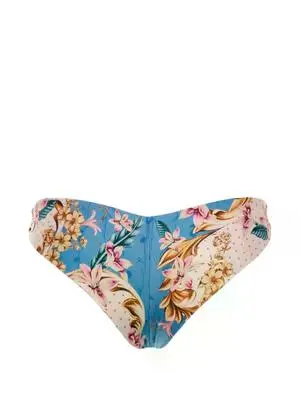 Agua Bendita Lola Floral Reversible Bikini Bottom - Blue