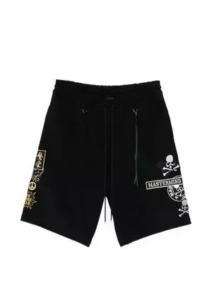 MASTERMIND WORLD Embroidered Patch Drawstring Shorts - Black