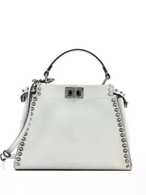 Fendi Peekaboo Bag Leather With Studded Detail Mini Satchel - Blue