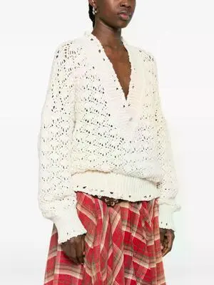 Blumarine V-neck Open Knit Sweater