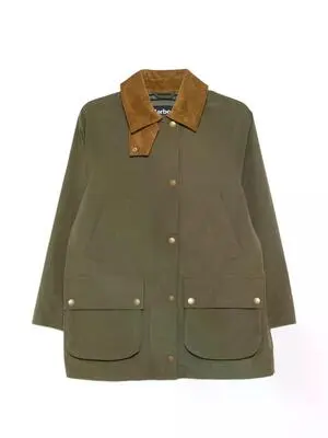 Barbour Glynis Corduroy-collar Front-pocket Coat - Green