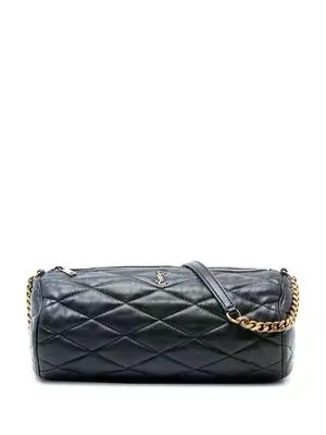 Saint Laurent 2023 Small Quilted Lambskin Sade Tube Bag Shoulder Bag - Black