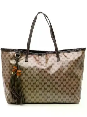 Gucci Gg Crystal Peggy Braided Tote Bag - Brown