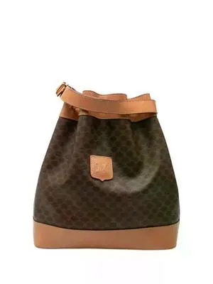 Celine 2014 Macadam Coated Canvas Drawstring Bucket Bag - Brown