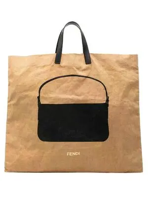 Fendi 2010-2026 Hemp Silhouette Baguette Tote Bag - Brown