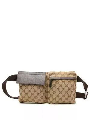 Gucci 2000-2015 Gg Canvas Double Pocket Belt Bag - Brown