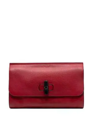 Gucci 2016-2026 Leather Bamboo Daily Clutch Bag - Red