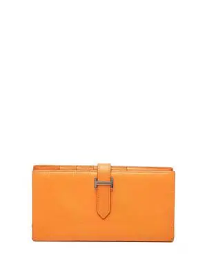 Hermès 2011 Chevre Mysore Bearn Soufflet Wallet Long Wallets - Orange