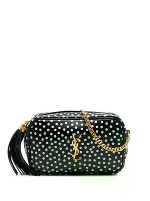Saint Laurent 2020 Mini Calfskin Monogram Polka Dot Lou Camera Bag Crossbody Bag - Black