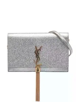 Saint Laurent Monogram Kate Tassel Wallet On Chain Crossbody Bag - Silver