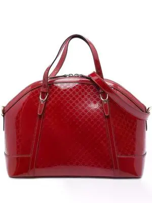 Gucci 2016-2025 Large Microguccissima Patent Nice Dome Satchel - Red