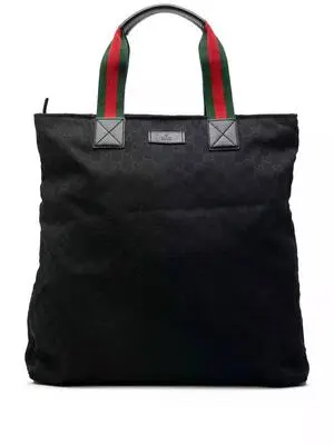 Gucci 2000-2015 Gg Canvas Web Tote Bag - Black
