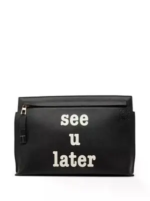 Loewe 2017 Calfskin Anagram See U Later T Pouch Clutch Bag - Black