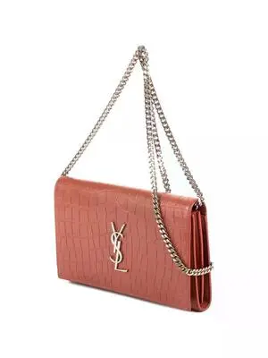 Saint Laurent Croc-embossed Chain Bag - Red