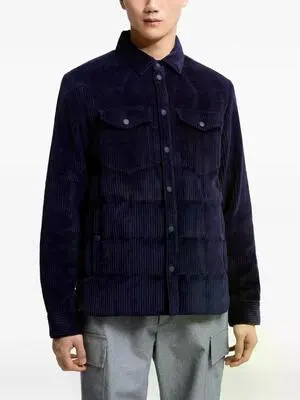 Moncler Gelt Corduroy Down Shirt Jacket - Blue