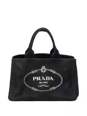 Prada Canapa Logo-appliqué Tote Bag - Black