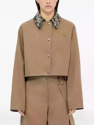 MSGM Floral-collar Cropped Jacket