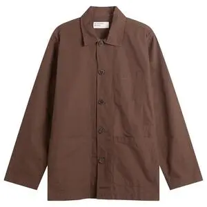 Universal Works Peached Poplin Bakers Overshirt - Brown