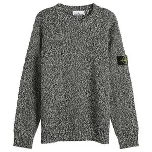 Stone Island Speckled Cotton Knit Jumper - Black Melange