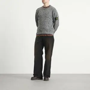 Stone Island Speckled Cotton Knit Jumper - Black Melange