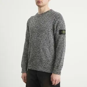 Stone Island Speckled Cotton Knit Jumper - Black Melange