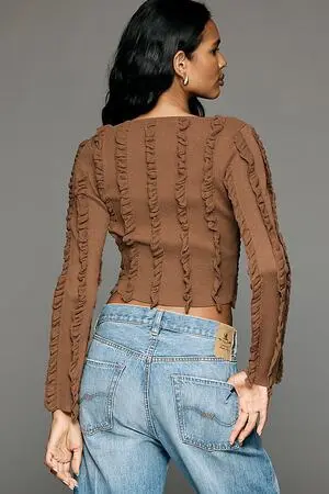 Endless Rose Ruffled Crew-neck Sweater