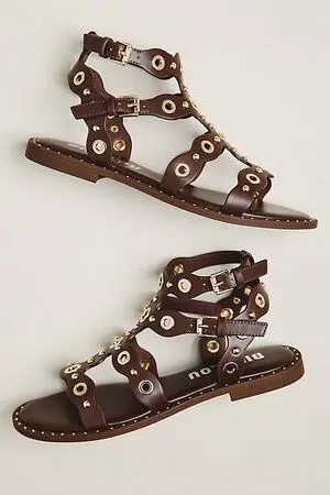 BIBI LOU Calla Studded Gladiator Sandals - Brown