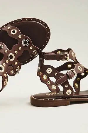 BIBI LOU Calla Studded Gladiator Sandals - Brown