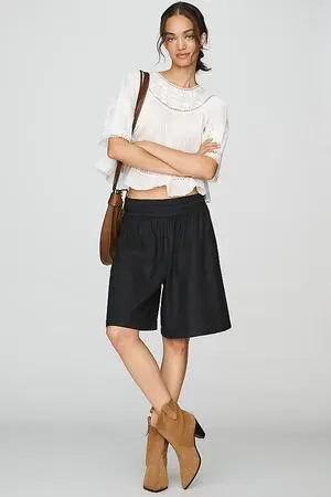 THE SOMERSET COLLECTION BY ANTHROPOLOGIE Linen Blend Stretch Longline Shorts