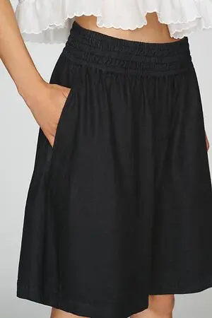 THE SOMERSET COLLECTION BY ANTHROPOLOGIE Linen Blend Stretch Longline Shorts