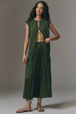 Scotch & Soda Pleated Midi Skirt - Garden Green