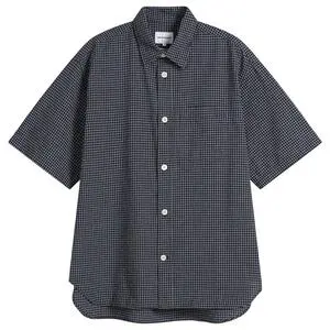 Norse Projects Espevik Oversized Check Short Sleeve Shirt - Dark Navy