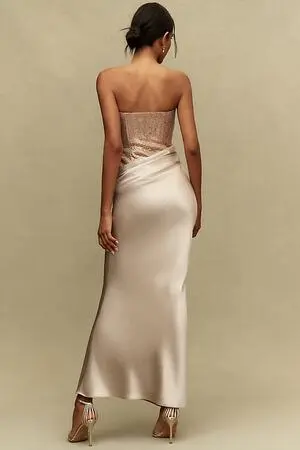 Retrofete Alexandra Draped Strapless Maxi Dress