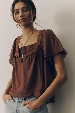 Anthropologie Lace Up Tops