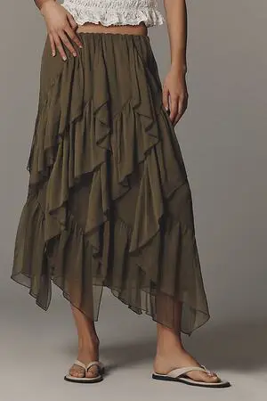 MARE MARE Layered Ruffle Midi Skirt