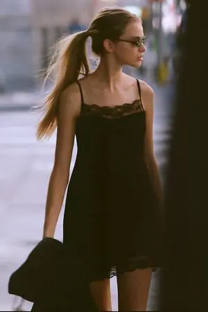 Anthropologie Square-neck Lace Mini Dress - Black