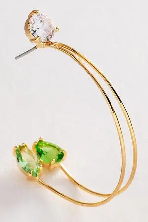 Anthropologie Trinity Crystal Hoop Earrings - Clear/green